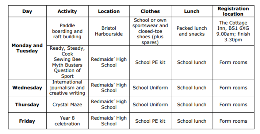 Activities Week — Redmaids' High Hub